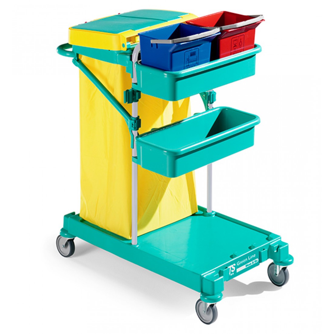 Carucior curatenie cu 2 galeti si cos gunoi